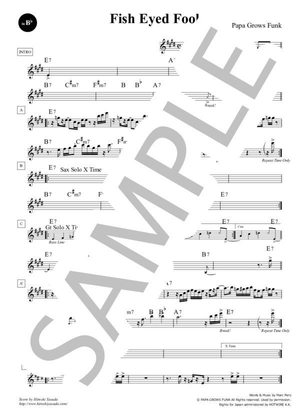 【楽譜】Fish Eyed Fool in B♭ / フィッシュ・アイド・フール / ファンク＆ソウル・スタンダード・ライブラリ / Papa ...