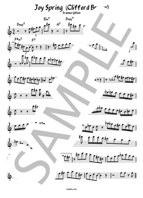 【楽譜】Joy Spring in E♭ / Clifford Brown (アルトサックス / 初〜中級) - Piascore 楽譜ストア