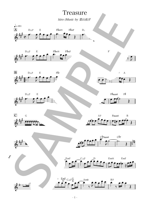 【楽譜】Treasure／HIRO （全て，その他） - Piascore 楽譜ストア